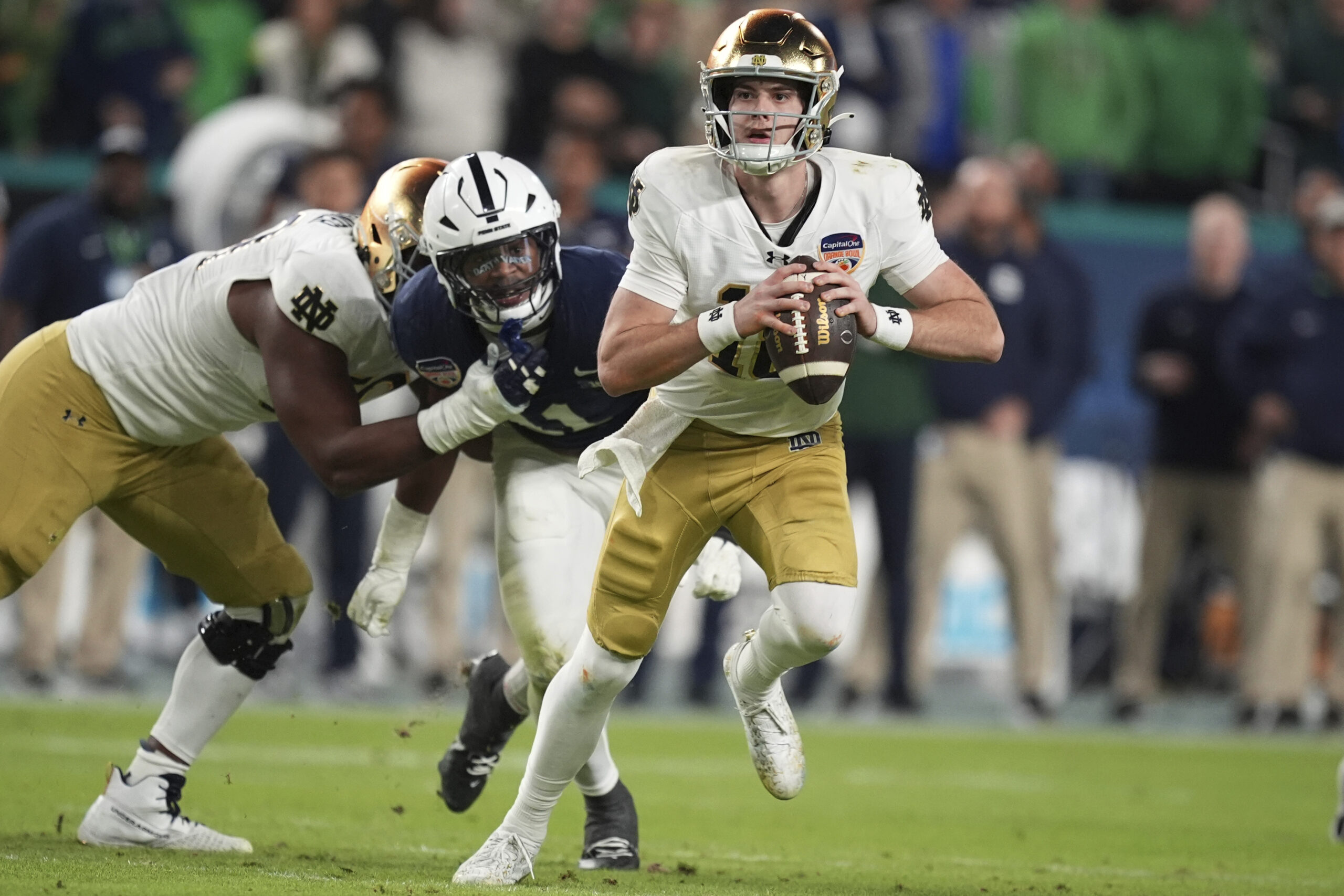 Notre Dame gets late pick and field goal to make title game with 27-24 win over Penn State ...